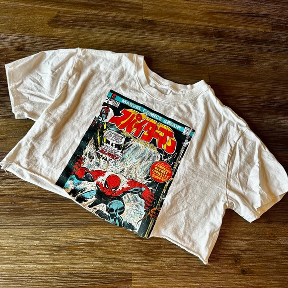 Marvel | Tops | Marvel White Crop Top With Bold Graphic Design | Poshmark